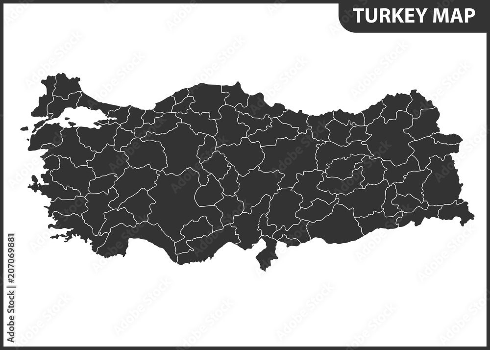 The detailed map of Turkey with regions or states. Administrative ...