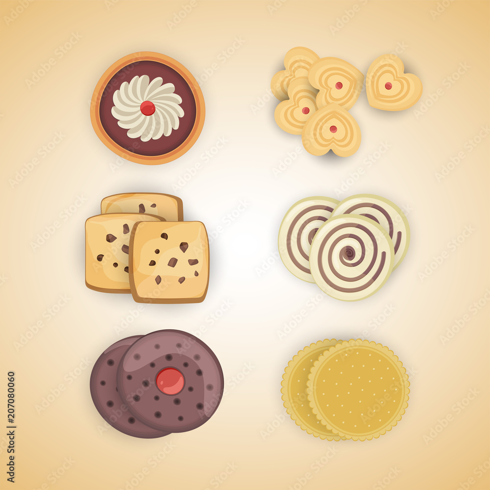 Cookies. Set of cartoon vector food icons. Stock Vector | Adobe Stock