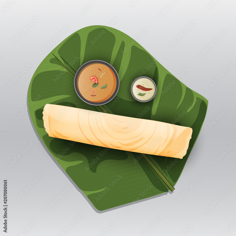 Paper Masala dosa, South Indian traditional meal served with sambhar ...