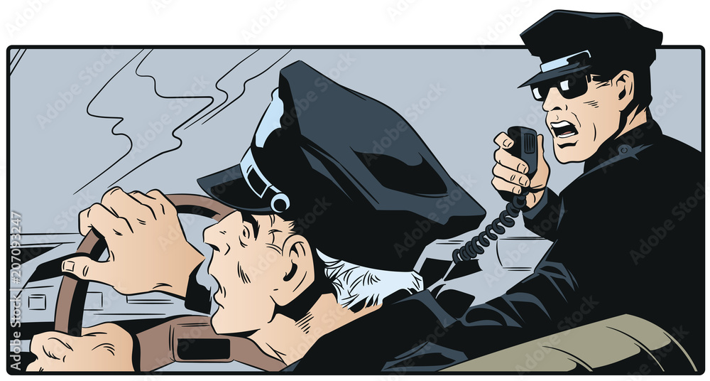 Police officer talking on radio. Stock illustration. Stock Vector ...