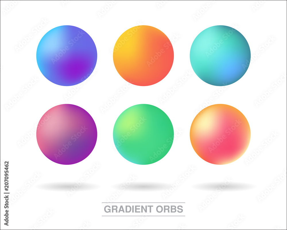 Gradient orbs set isolated on white background Stock Vector | Adobe Stock