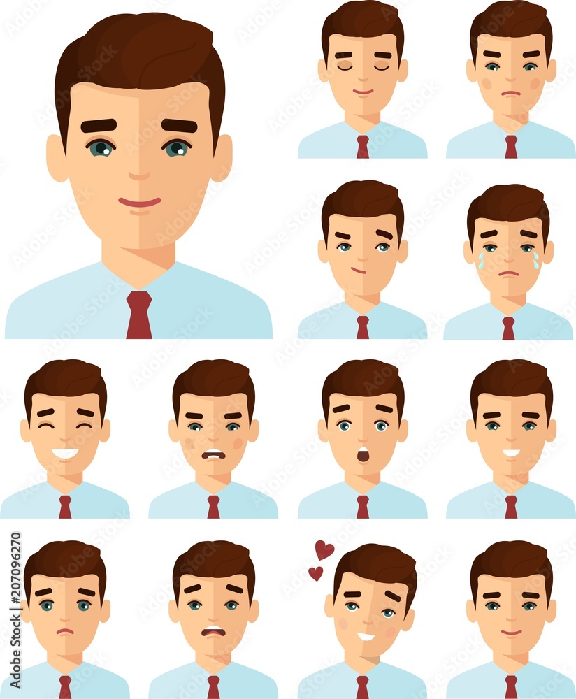 Set of different avatar people male in colorful flat style. Collection ...