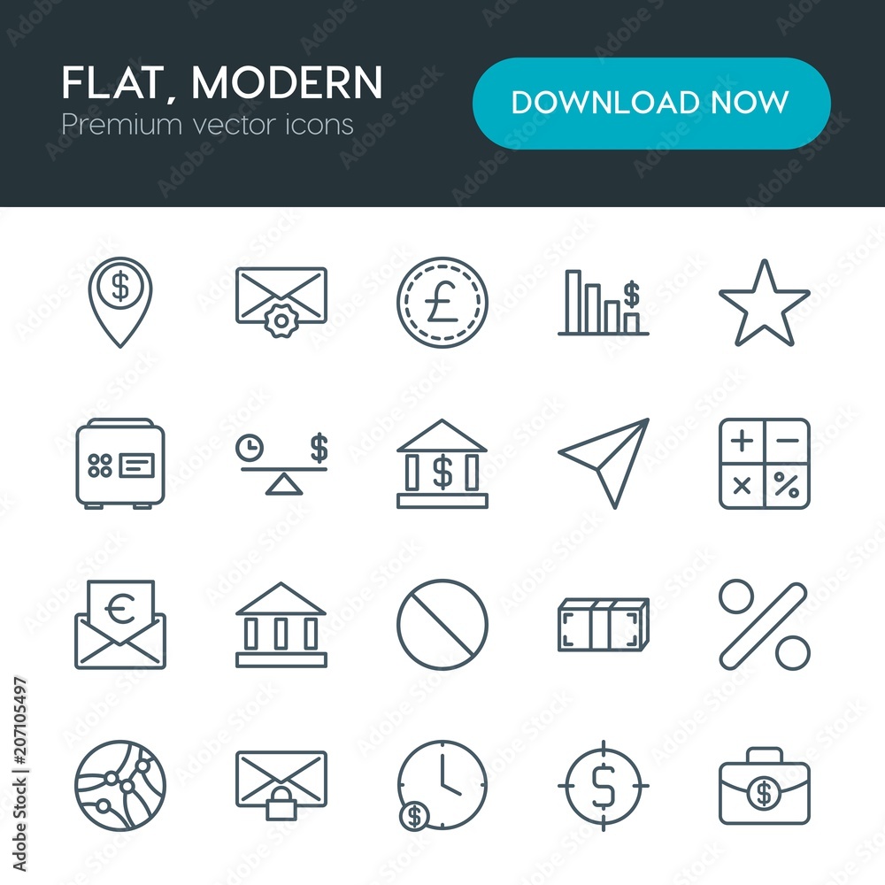 Modern Simple Set of business, money, email Vector outline Icons ...