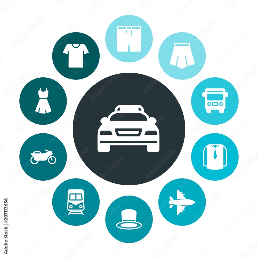 transports, industry, clothes Infographic Colorful fill Icons Set ...