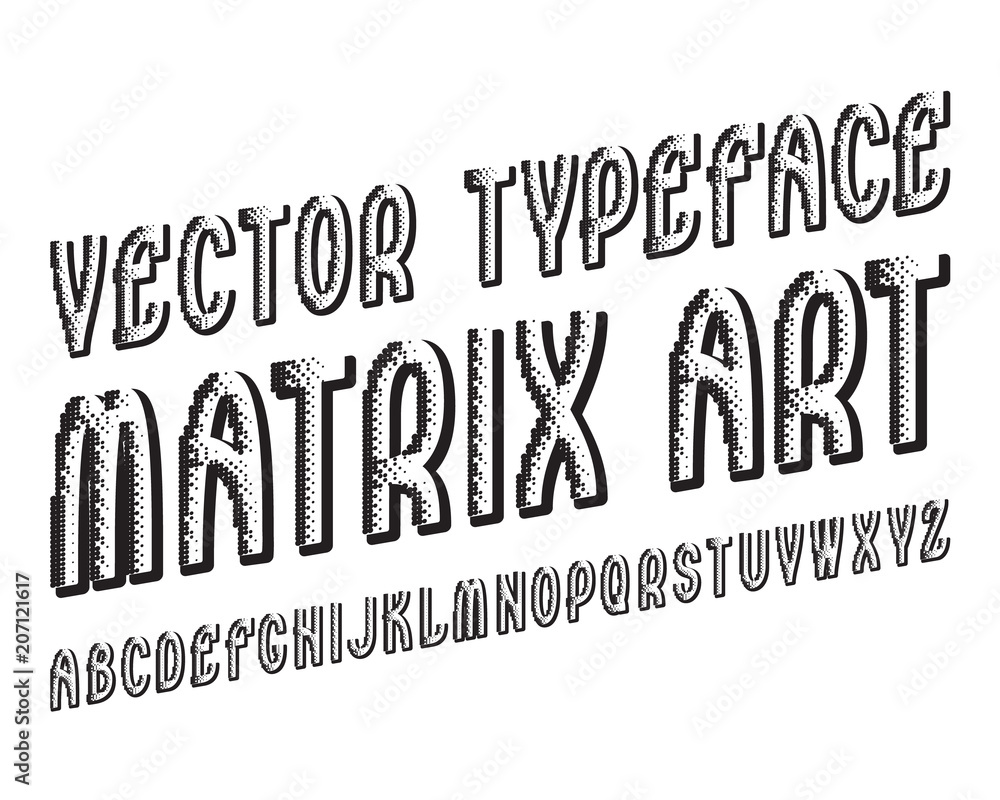 Matrix Art Vector typeface. Black contrasting font. Isolated english ...