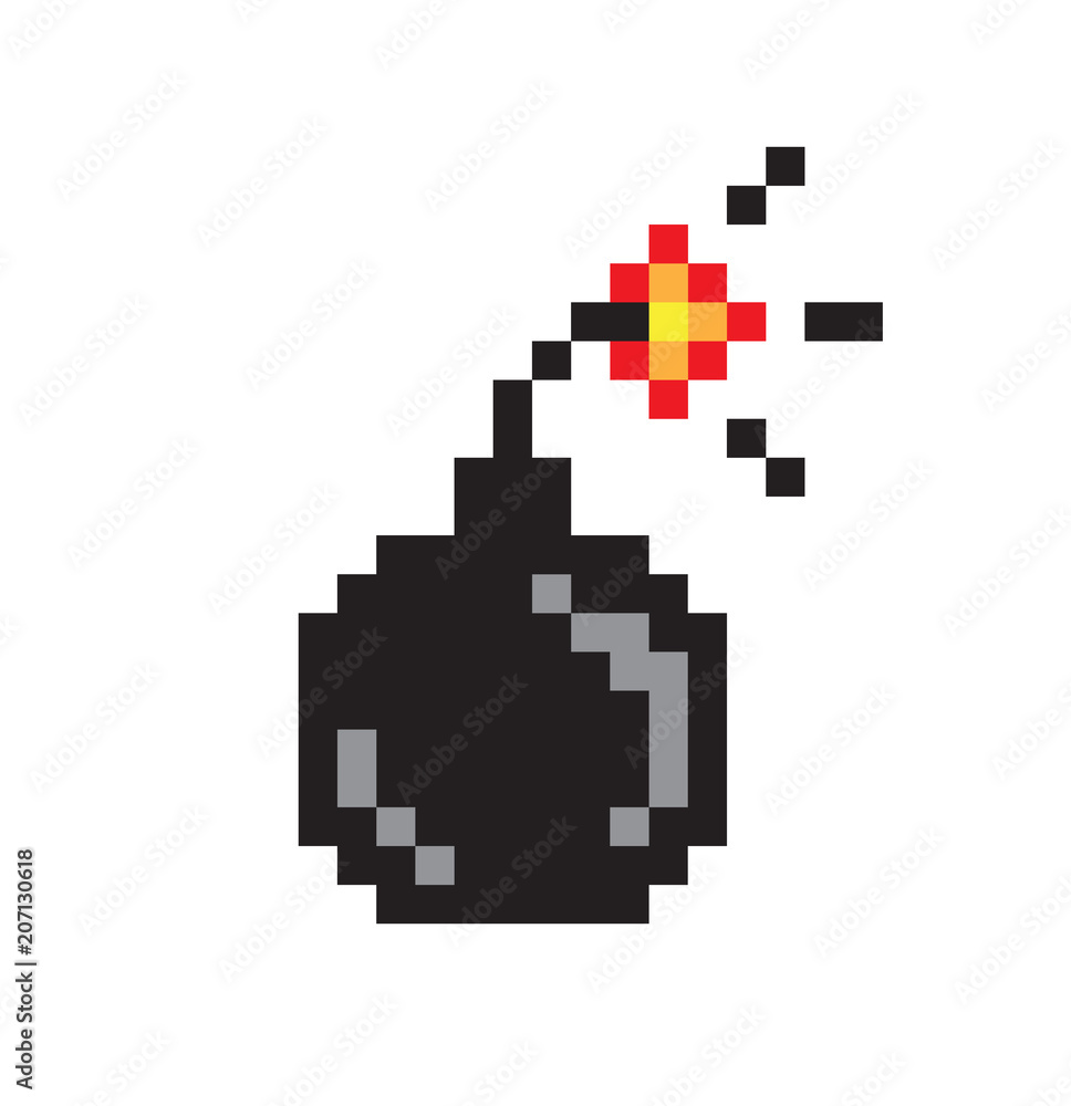 Black Bomb Pixel Art, Colorful Vector Illustration Stock Vector | Adobe ...