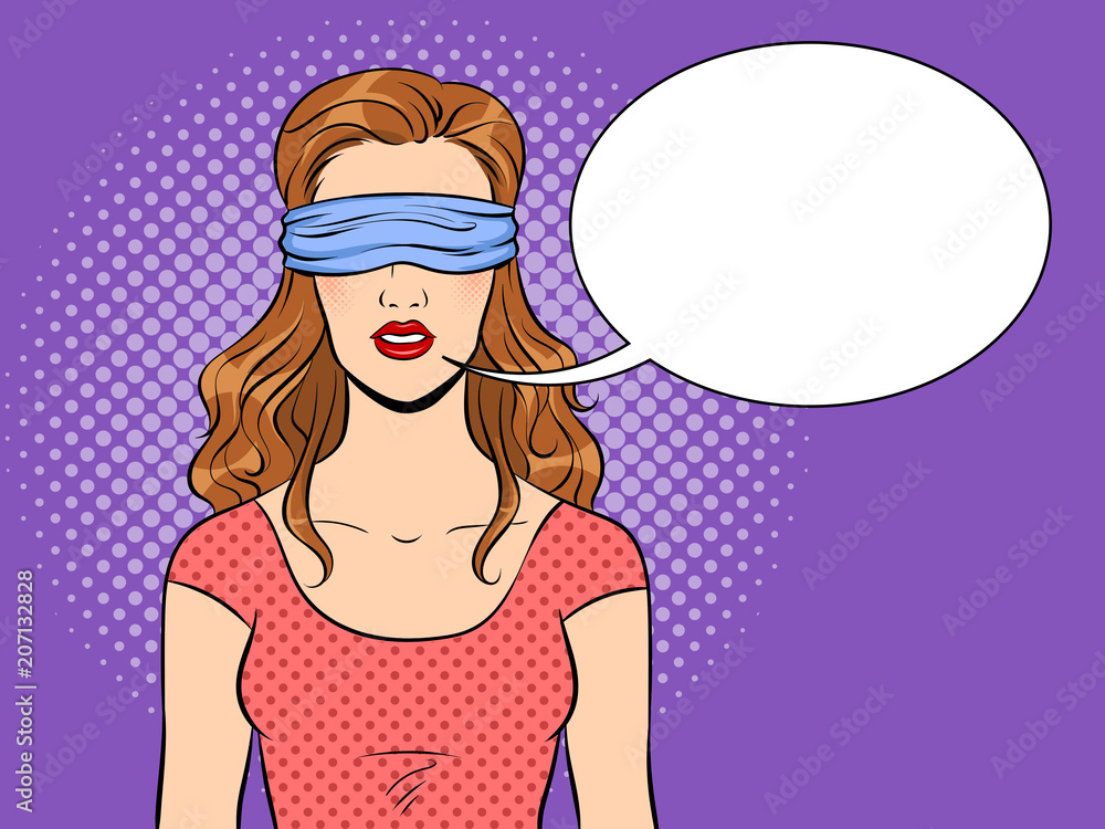 Blindfolded girl pop art vector illustration Stock Vector | Adobe Stock