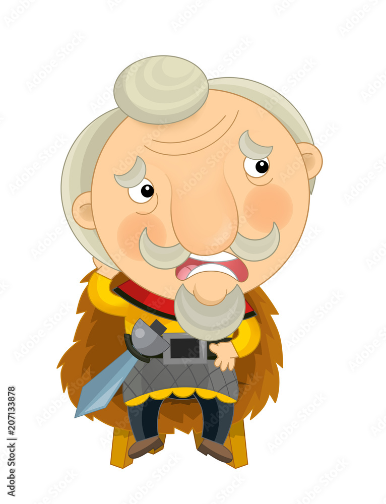 cartoon scene with king sitting on wooden chair and doing something ...