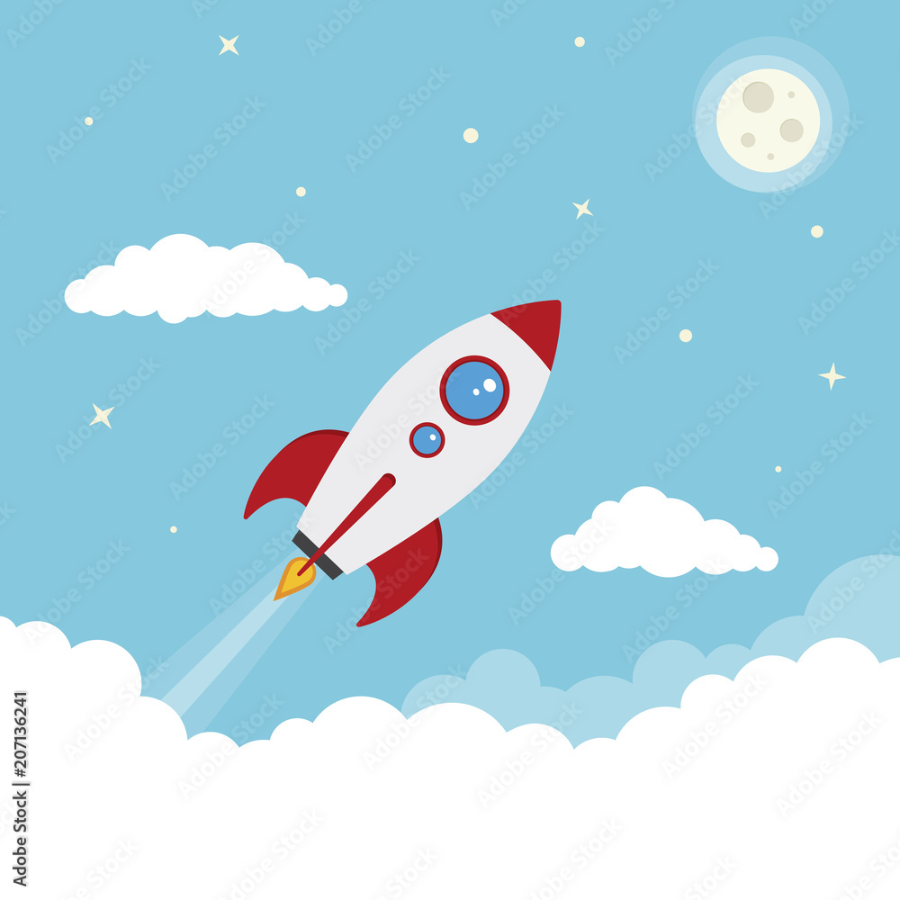 Cartoon Vector Spacing Rocket Launch Stock Vector | Adobe Stock