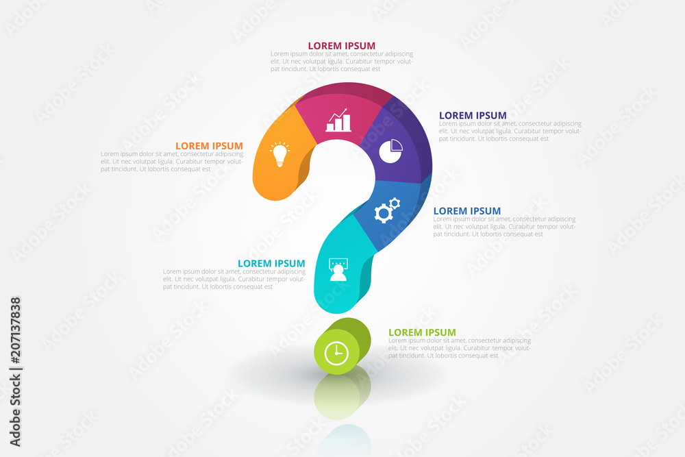 3D question mark Infographic template for business, education, web ...