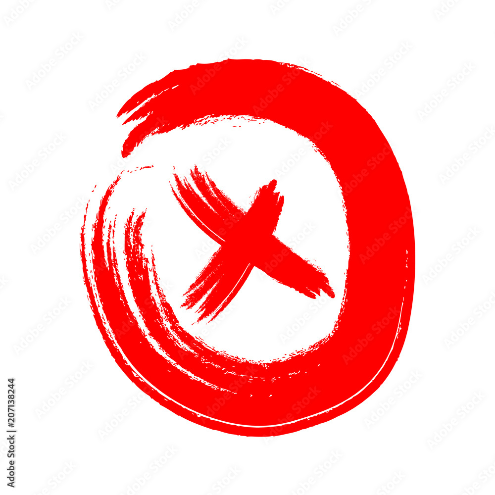 Hand Drawn Red X Mark Icon in a Circle. Isolated Illustration Stock ...