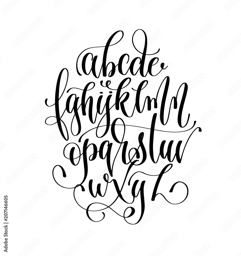 black and white hand lettering alphabet design Stock Vector | Adobe Stock
