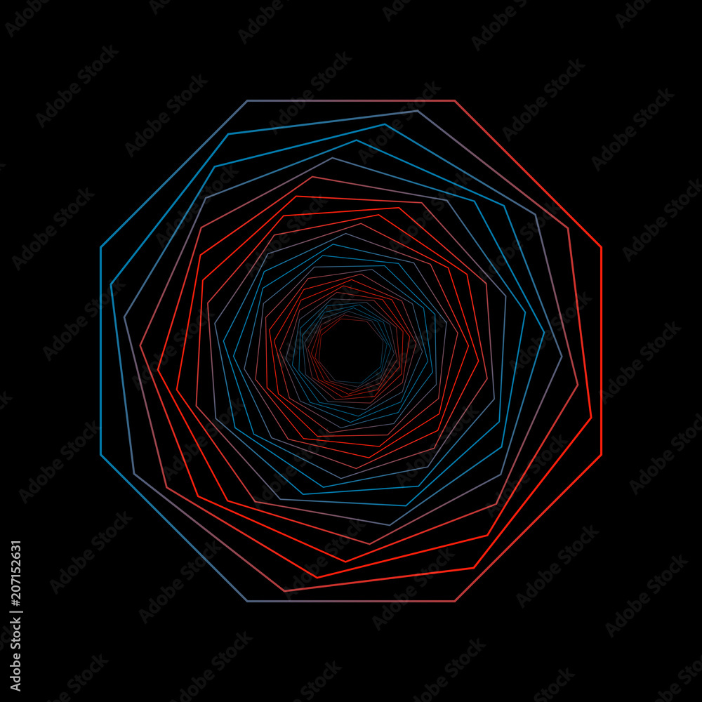 Tunnel abstract. Twisted colored tunnel 3d. Twisted lines. Logo ...