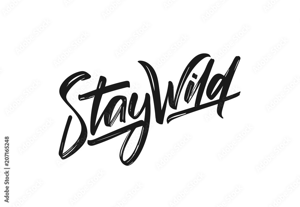 Vector illustration: Handwritten calligraphic lettering of Stay Wild ...