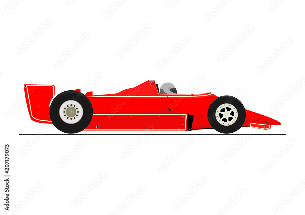 Sticker of racing car. Side view. Flat vector. Stock Vector | Adobe Stock