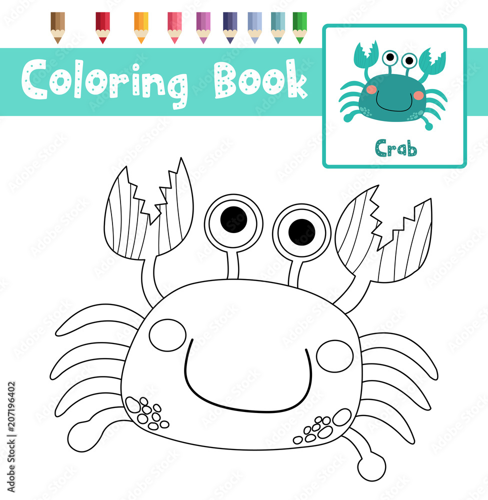 Coloring page of Blue Crab animals for preschool kids activity ...