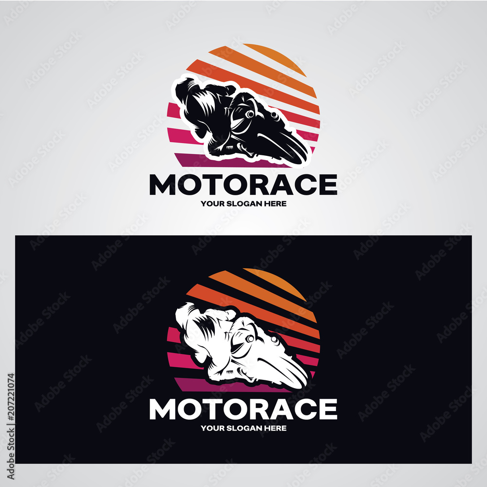 Motorcycle Race Logo Designs Template Stock Vector | Adobe Stock