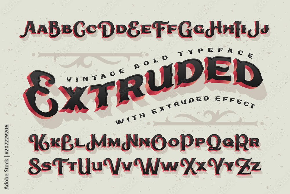 Vector extruded classic old style font set Stock Vector | Adobe Stock