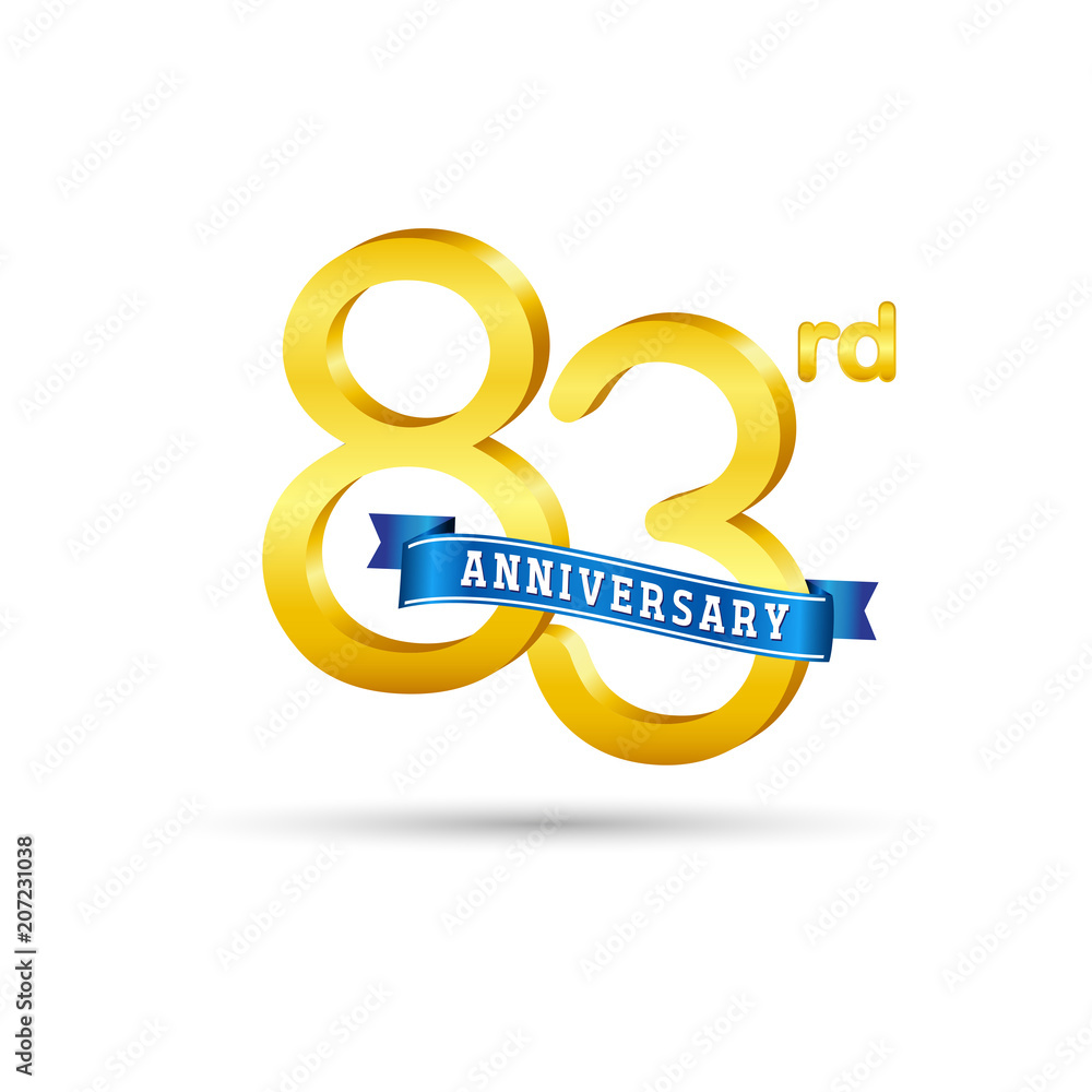 83rd golden Anniversary logo with blue ribbon isolated on white ...