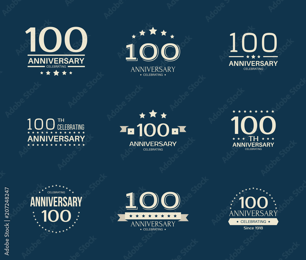 100 - year anniversary celebrating logotype. 100th anniversary logo set ...