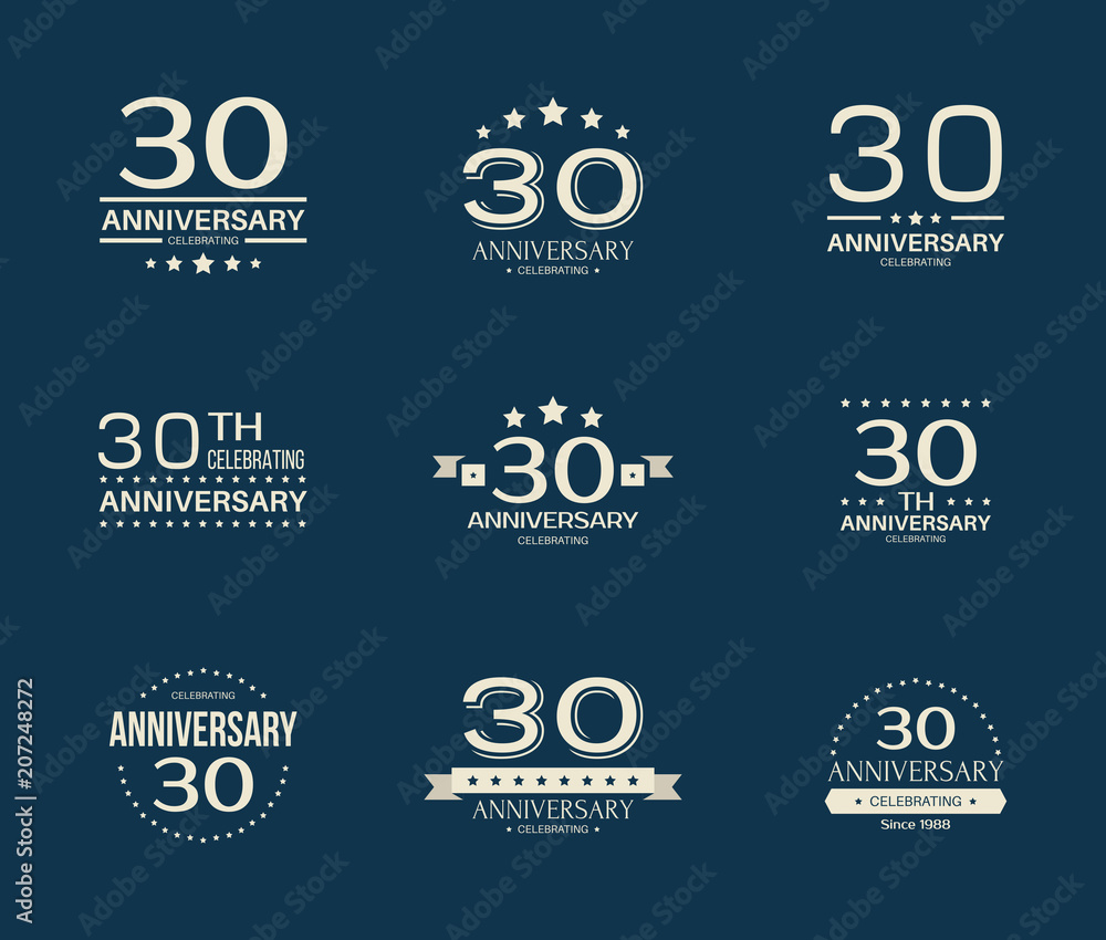 30 - year anniversary celebrating logotype. 30th anniversary logo set ...