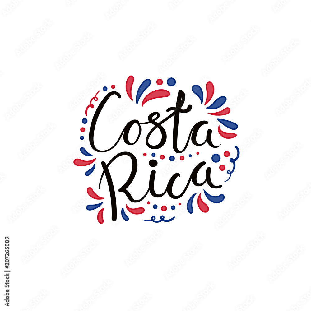Hand written calligraphic lettering quote Costa Rica with decorative ...