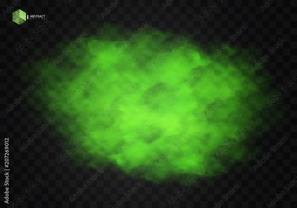 Green Fog or smoke color isolated transparent special effect. White ...