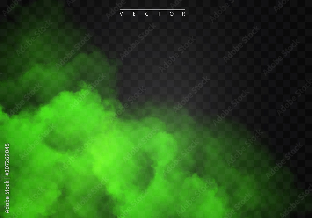 Green Fog or smoke color isolated transparent special effect. White ...