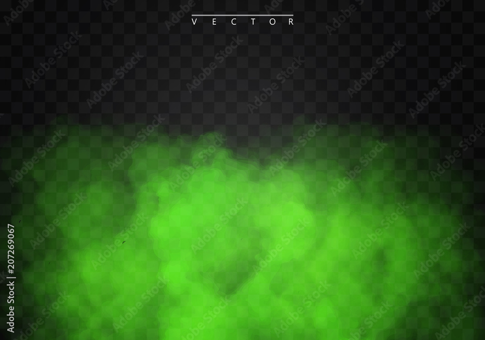 Green Fog or smoke color isolated transparent special effect. White ...