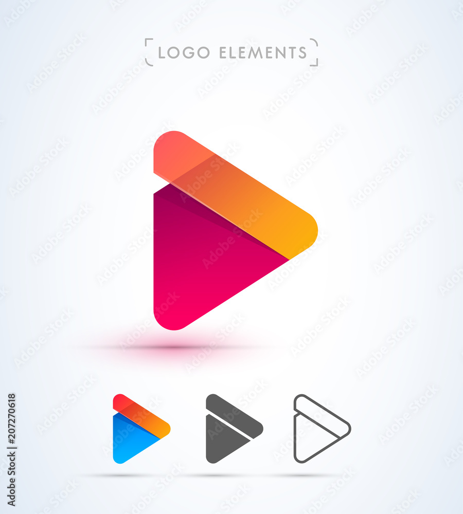 Play button logo design template. Music icons collection. Material ...