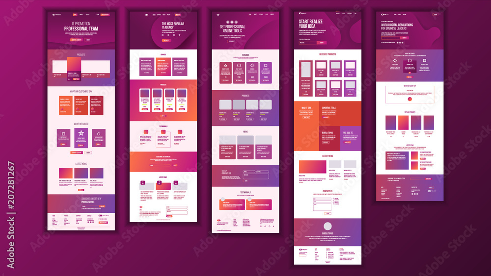 Main Web Page Design Vector. Website Business Graphic. Landing Template ...