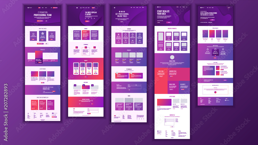 Main Web Page Design Vector. Website Business Style. Landing Template ...