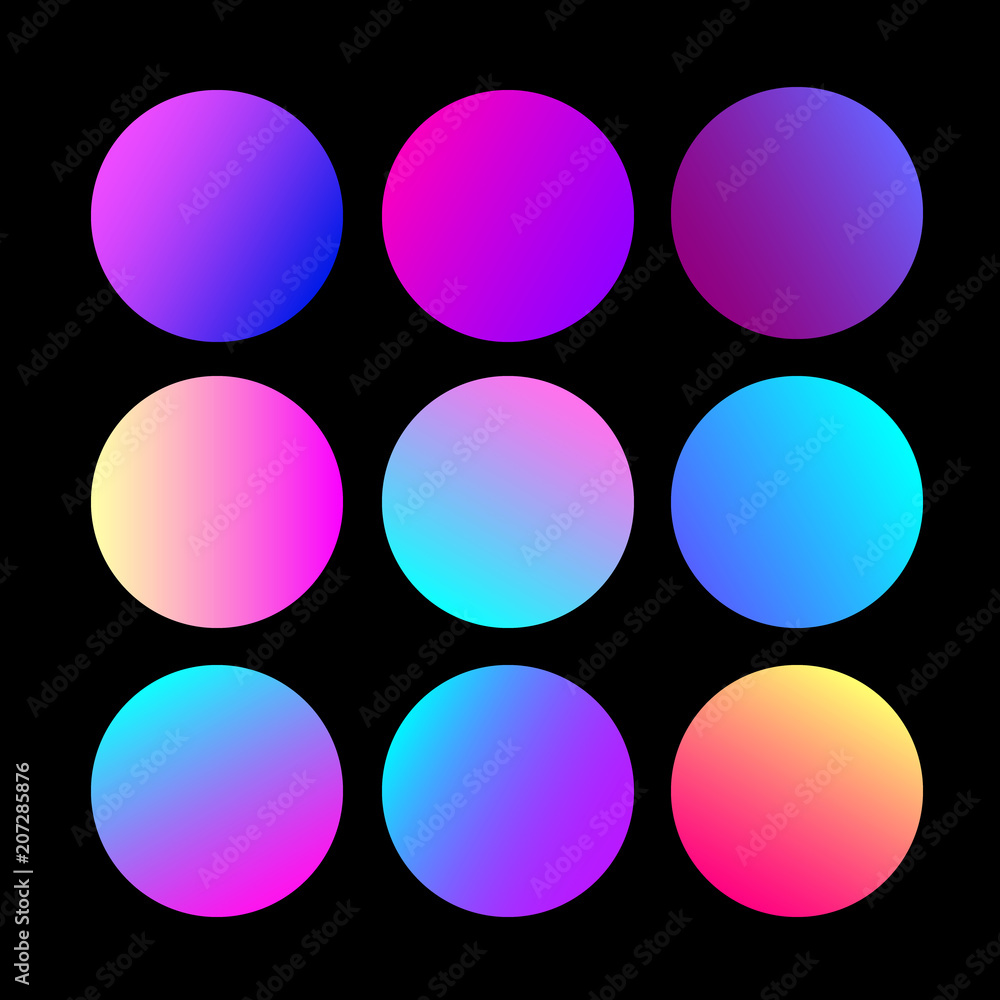 Round Gradients Set with Modern Abstract Backgrounds. Trendy and Modern ...