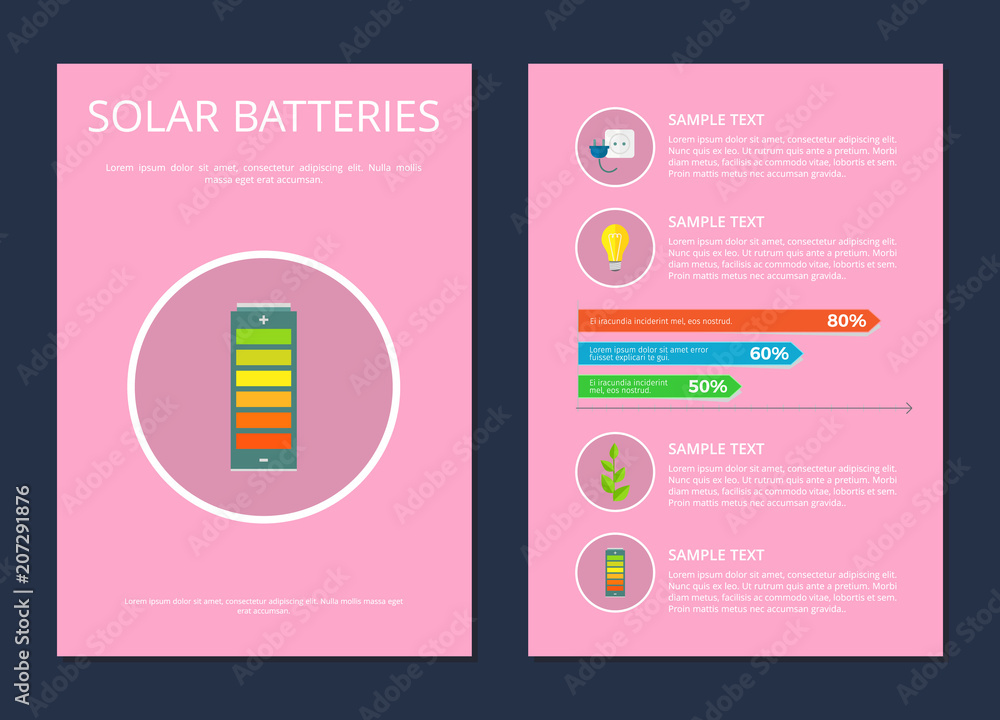 Solar Batteries Set Posters Vector Illustration Stock Vector | Adobe Stock