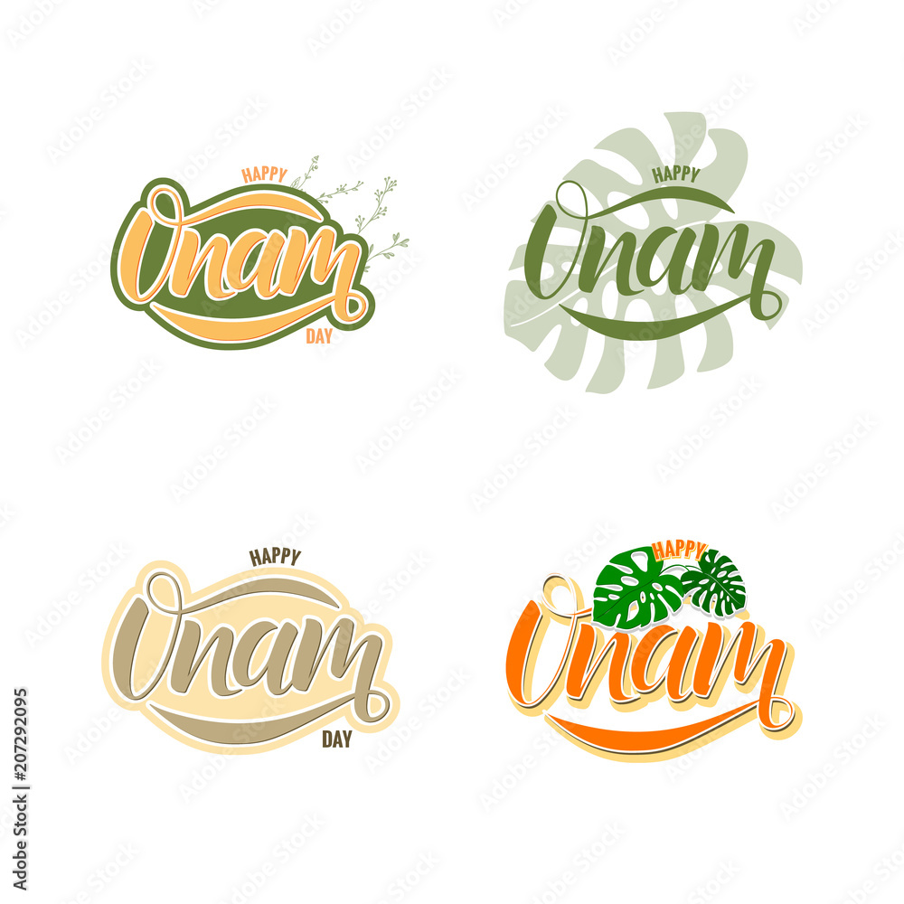 Happy Onam festival typography lettering Stock Vector | Adobe Stock