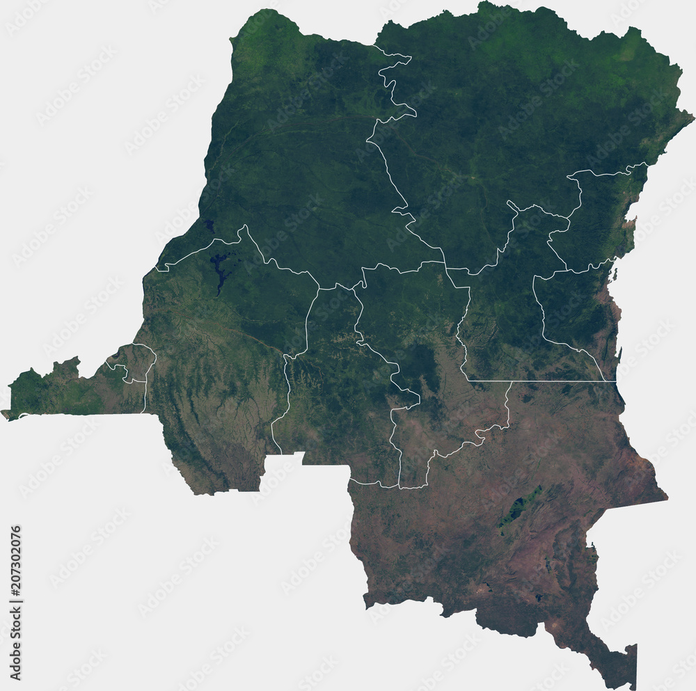Ilustrace „Large (44 MP) satellite image of Congo-Kinshasa with ...