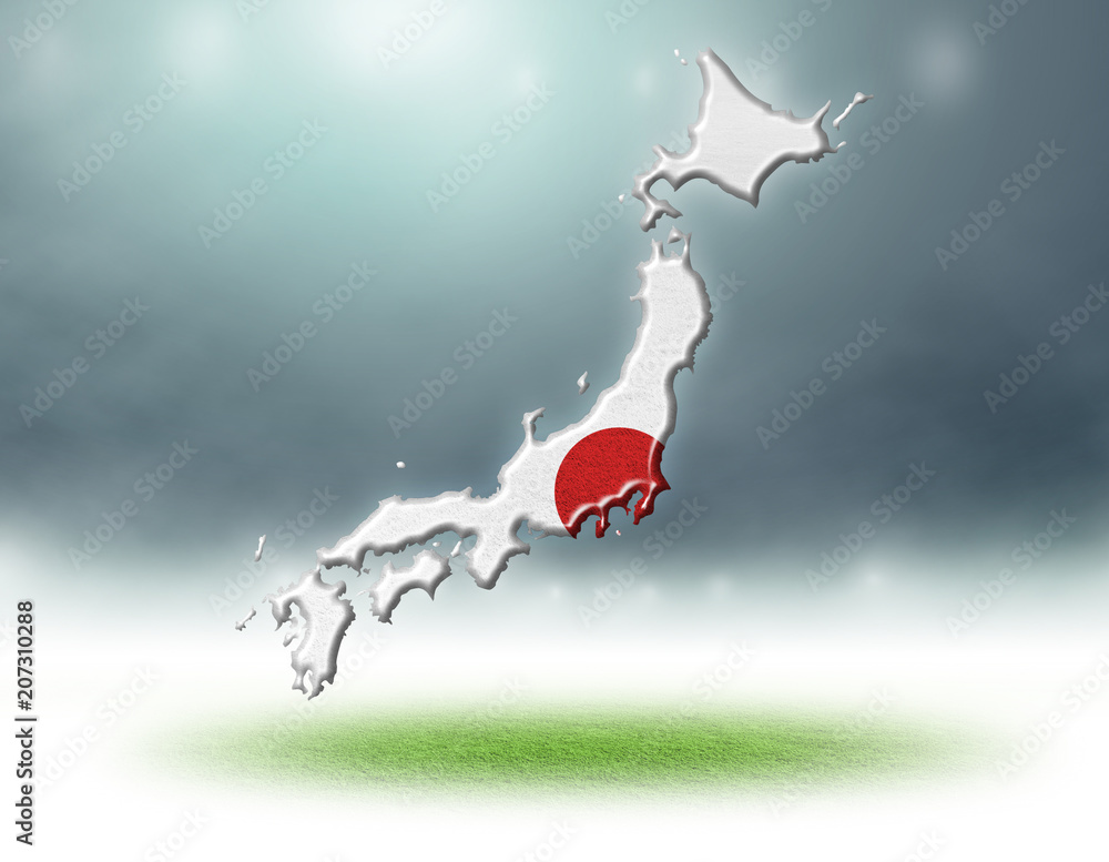 map of japan design with grass texture of soccer fields Stock ...