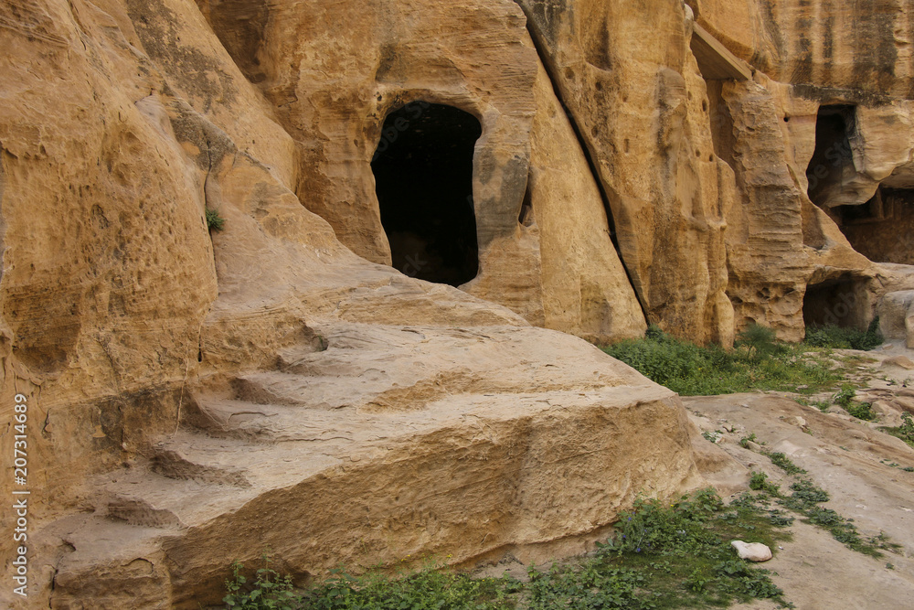 Little Petra in Siq al-Barid, Wadi Musa, Jordan. The architectural ...