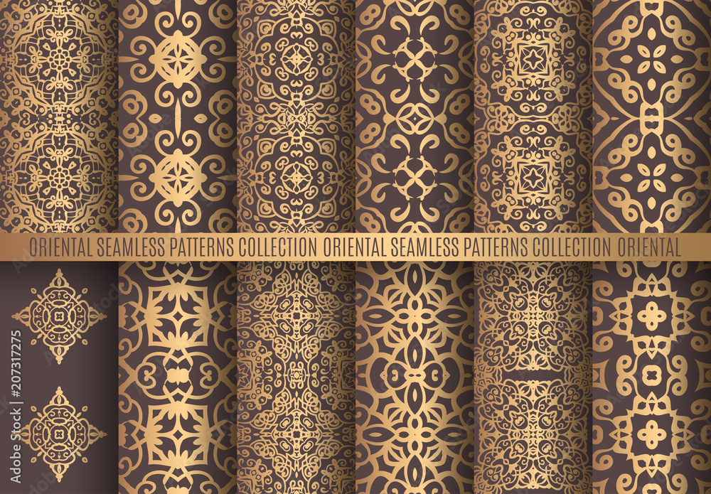 Golden Arabesque Patterns Stock Vector | Adobe Stock