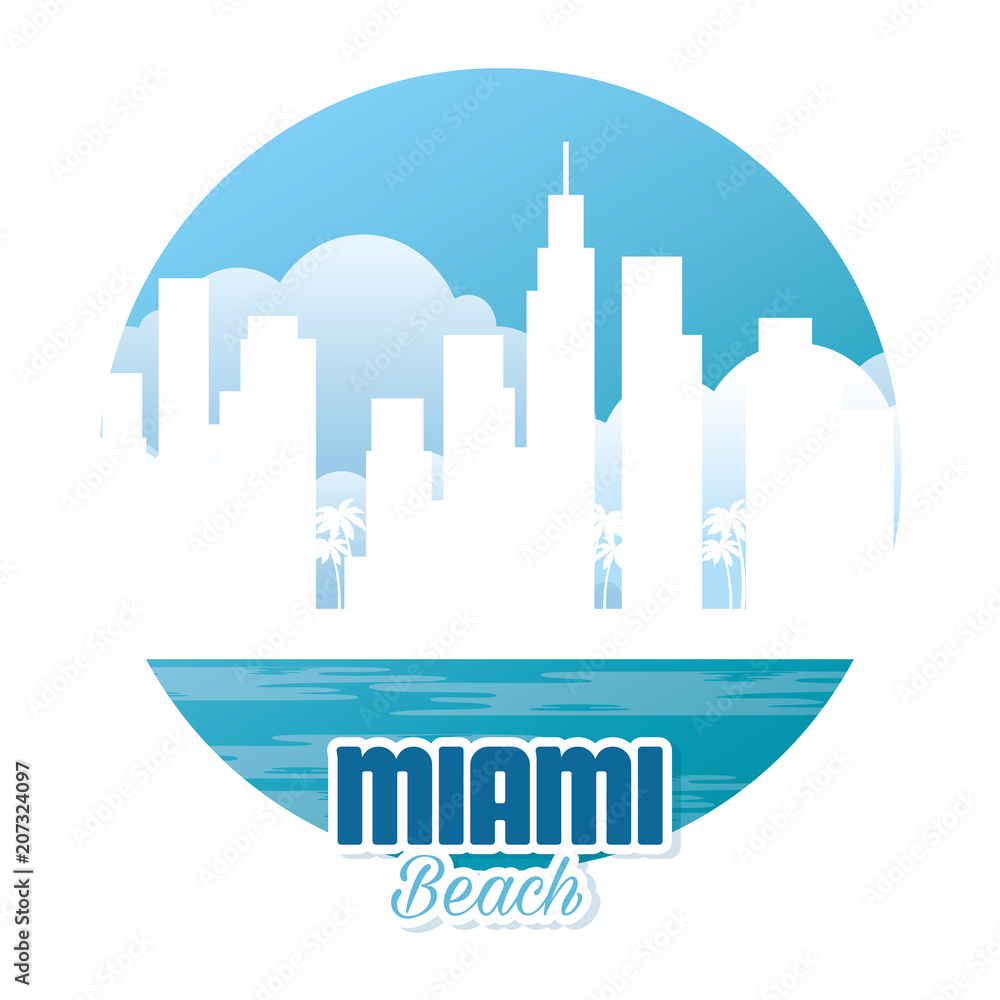 miami beach cityscape scene vector illustration design Stock Vector ...