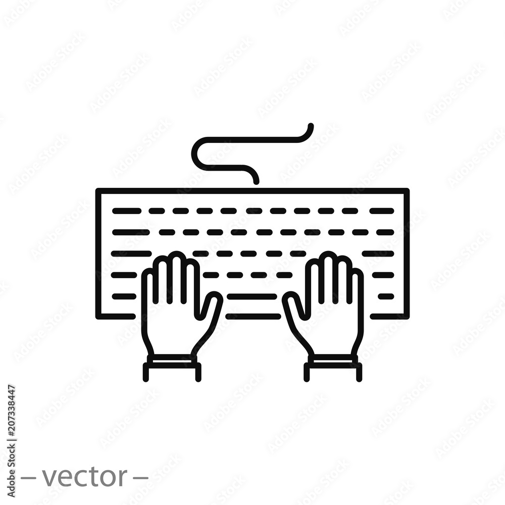 hands on keyboard icon - line sign, vector illustration eps10 Stock ...