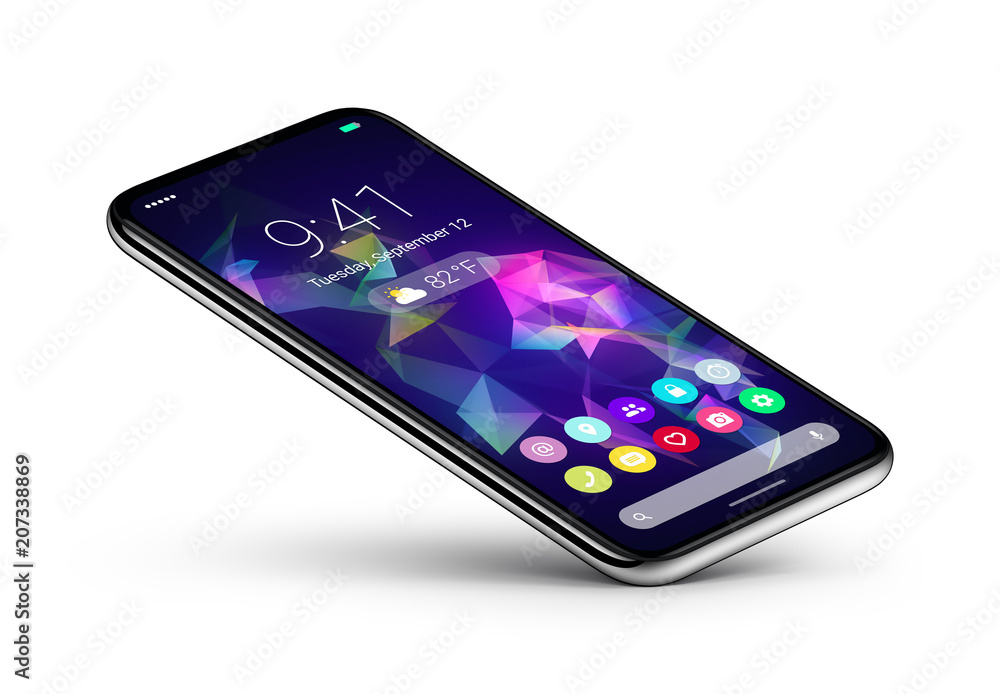 Perspective veiw smartphone concept with material design flat UI ...