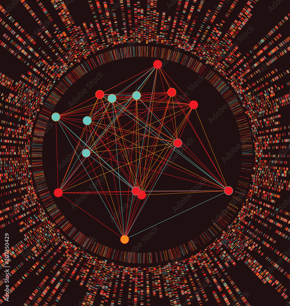 Vetor de Big Genomic Data Visualization - DNA Test, Barcoding, Genom ...