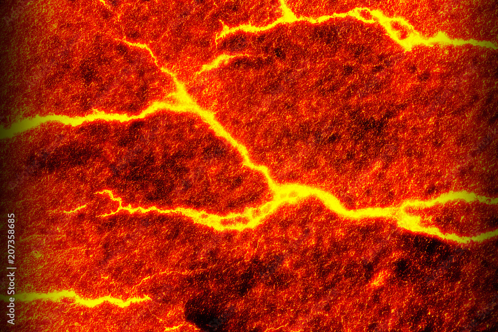 heat red cracked ground texture after eruption volcano Stock ...
