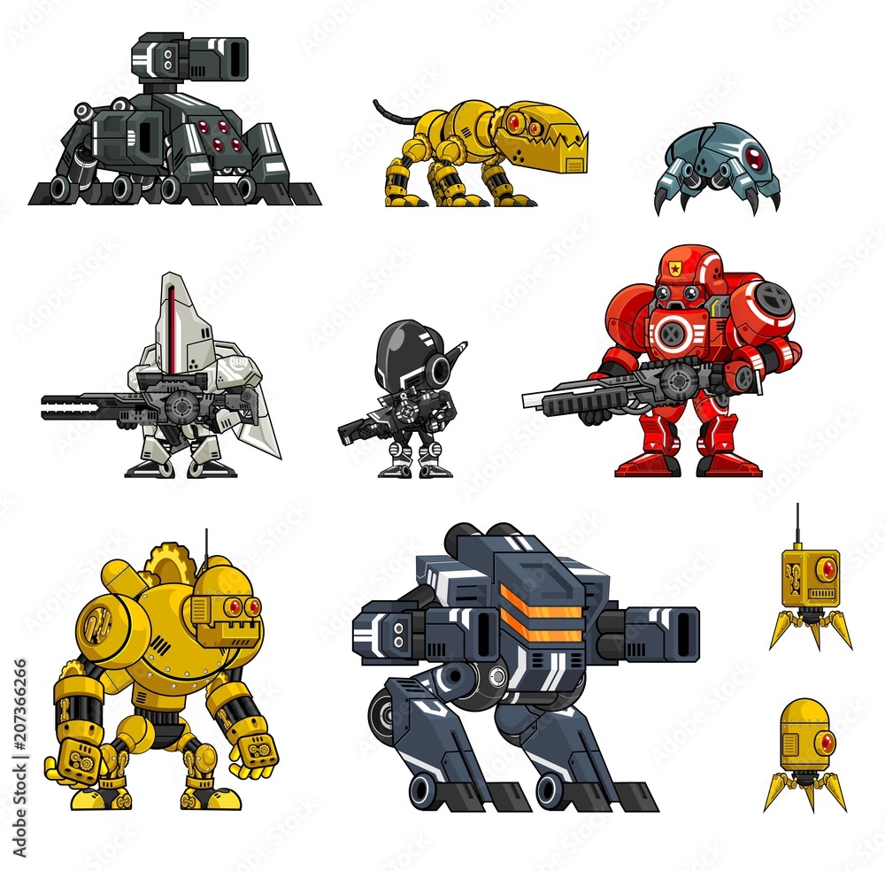 Collection of various robot illustration Stock Vector | Adobe Stock