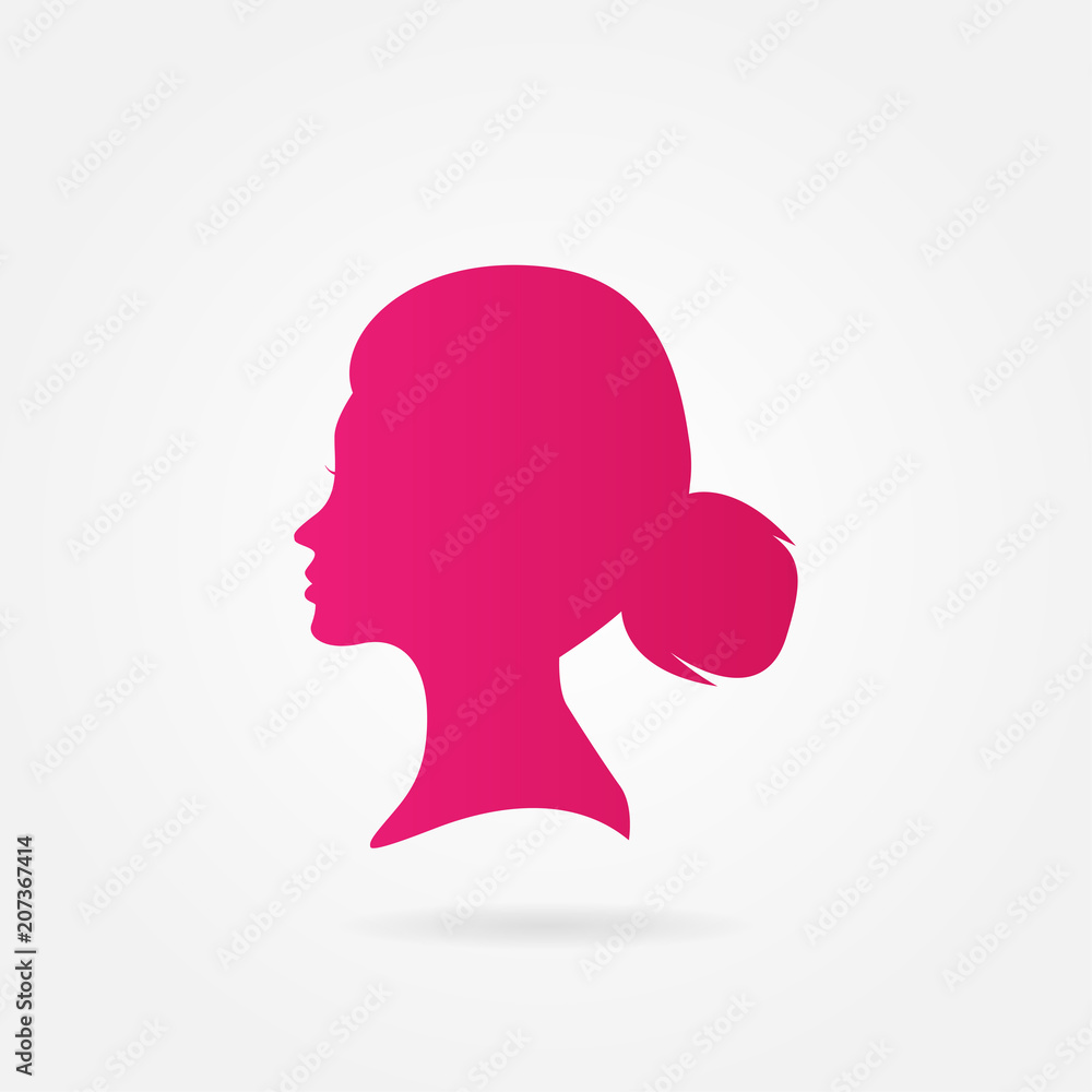 beautiful woman face silhouette use for female sign, hair style, spa ...
