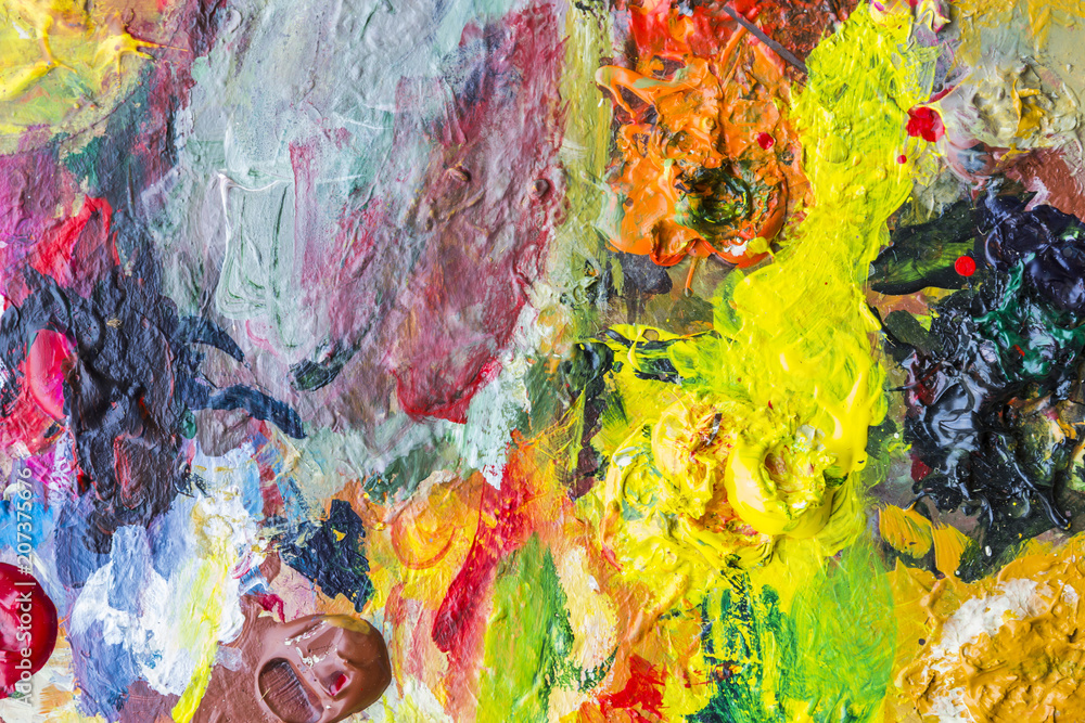 Abstract acrylic paint palette of colorful, mix color, background ...