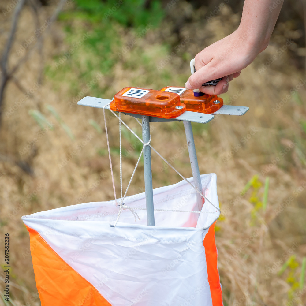 Orienteering. Check point Prism and composter for orienteering. The ...