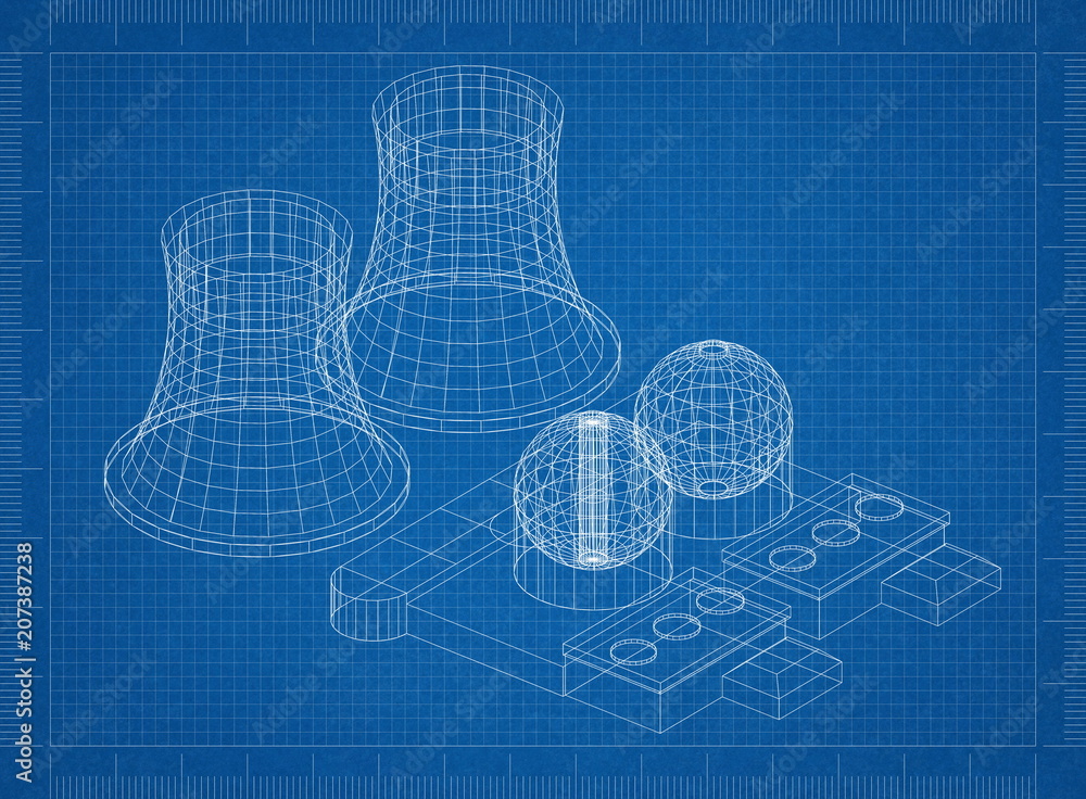 Nuclear power plant Architect blueprint Stock Illustration | Adobe Stock