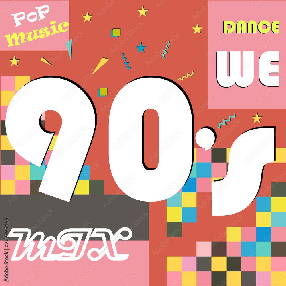 Retro-style club, background, fashion, pop music of the 90's and 80's ...